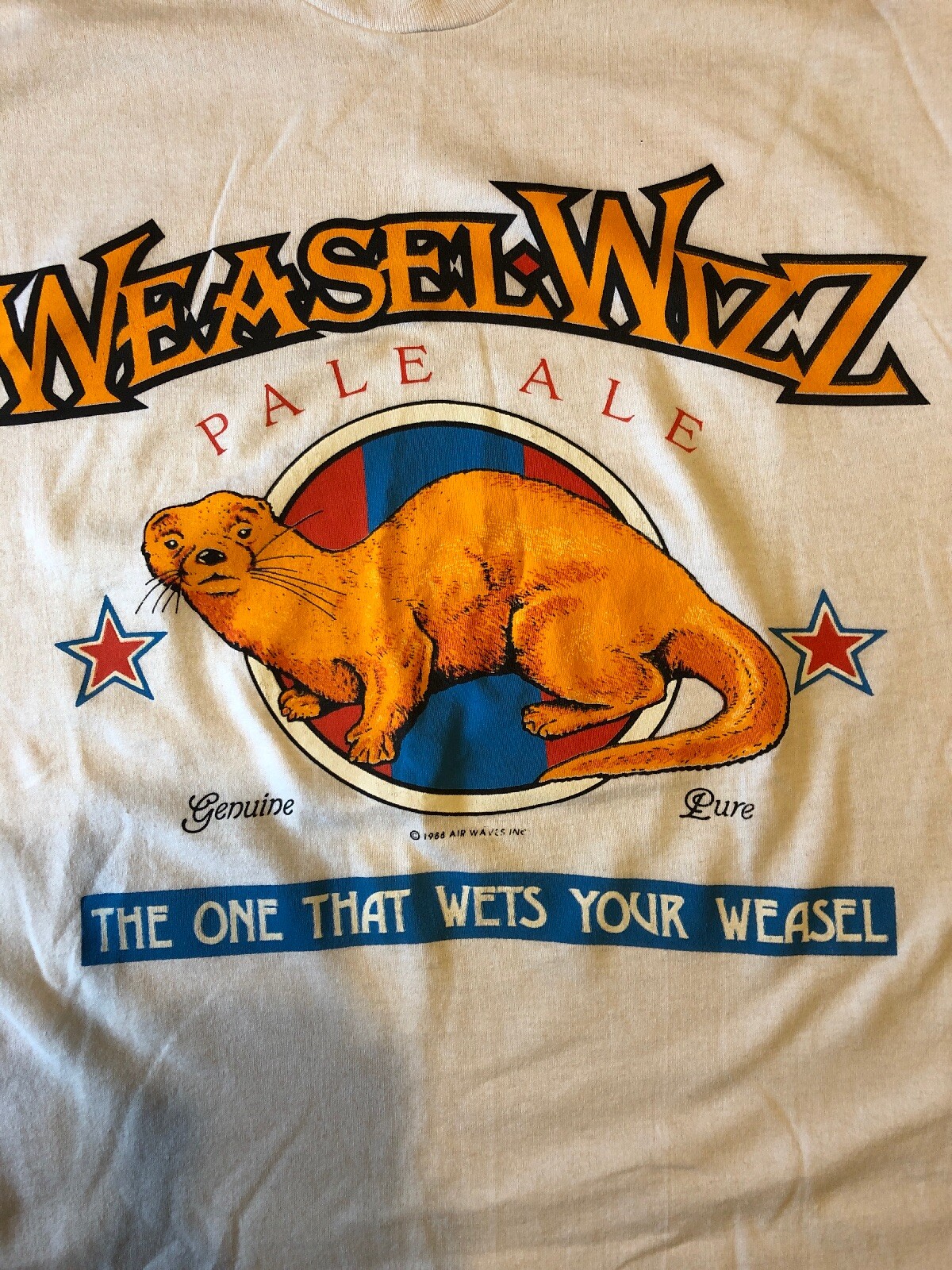 Vintage 1988 Weasel Wizz Pale Ale Beer Shirt 80’s Scr… - Gem