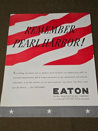 WWII Remember Pearl Harbor Poster by Eaton Manufacturing | eBay