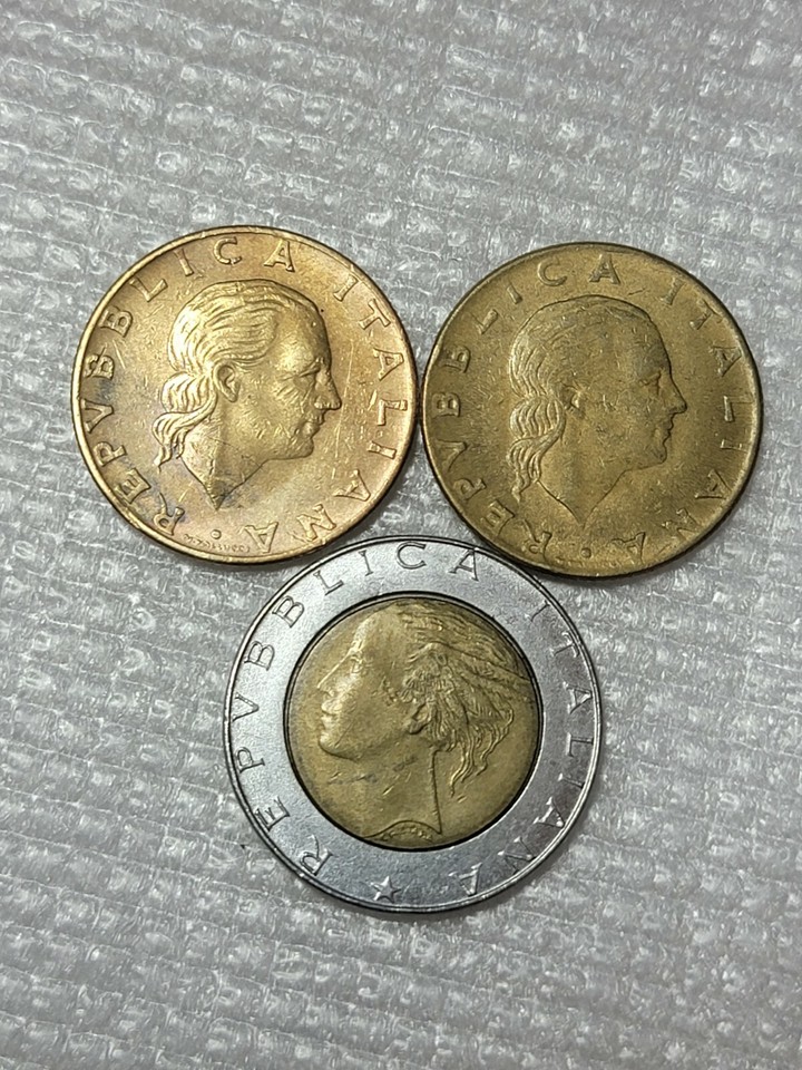 1978 1979 1990 (IT#21) 3(Three) coins Italian L200 L500 Lire Repvbblica ...