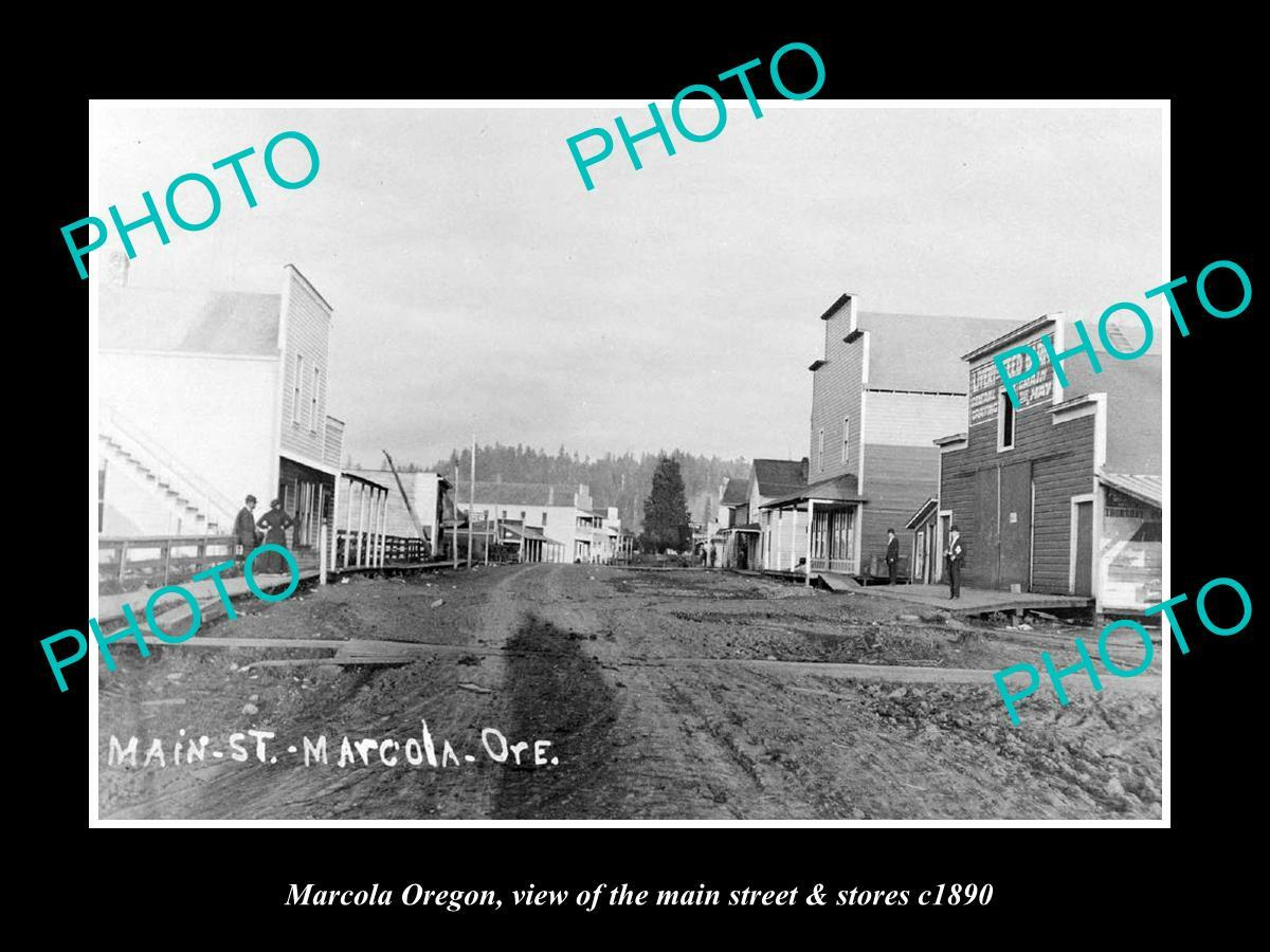 OLD 8x6 HISTORIC PHOTO OF MARCOLA OREGON THE MAIN STREET & STORES c1890 ...