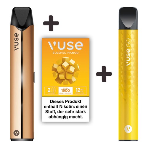 Vuse PRO Smart Device Gold + PRO Pods Mango 12mg/ml + GO 700 Mango Ice ...