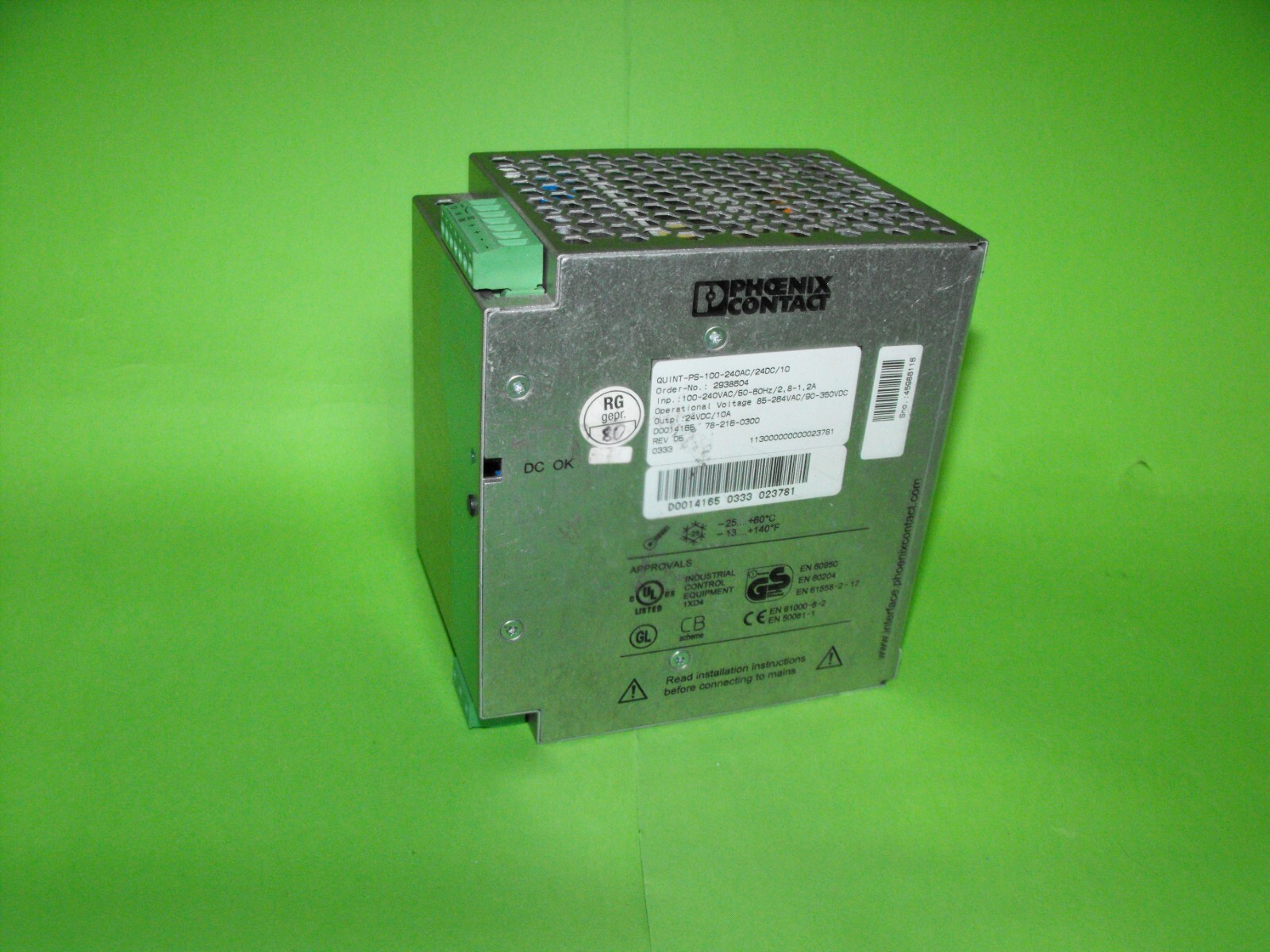 PHOENIX CONTACT QUINT-PS-100-240AC/24DC/10.Power Supply.2938604.USED | eBay