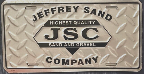 JEFFREY SAND CO.-DIAMOND EMBOSSED METAL LICENSE PLATE-12X6 INCHES-4 NEW ...