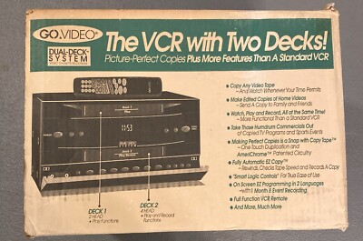 Go Video Dual Deck VCR VHS + Copier GV-6010 Brand new sealed in Box ...