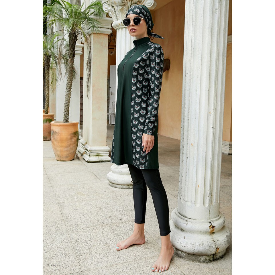 3pcs Full Cover Women Muslim Swimsuit Set Burkini Modest Swimwear ...