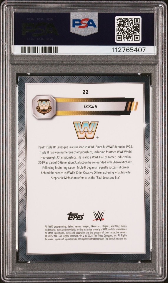 2025 TOPPS CHROME WWE SPECKLE REFRACTOR #22 TRIPLE H 153/249 PSA 10 | eBay