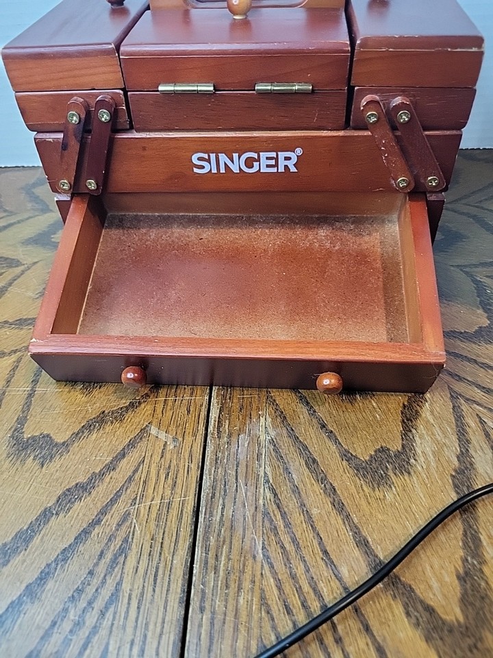 Vintage Mini Wooden Fold Out Singer Sewing Box | eBay