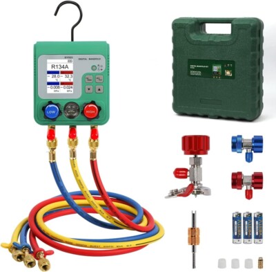 Digital HVAC Gauges Set, 92 Refrigerants, Digital Manifold Gauge Set ...