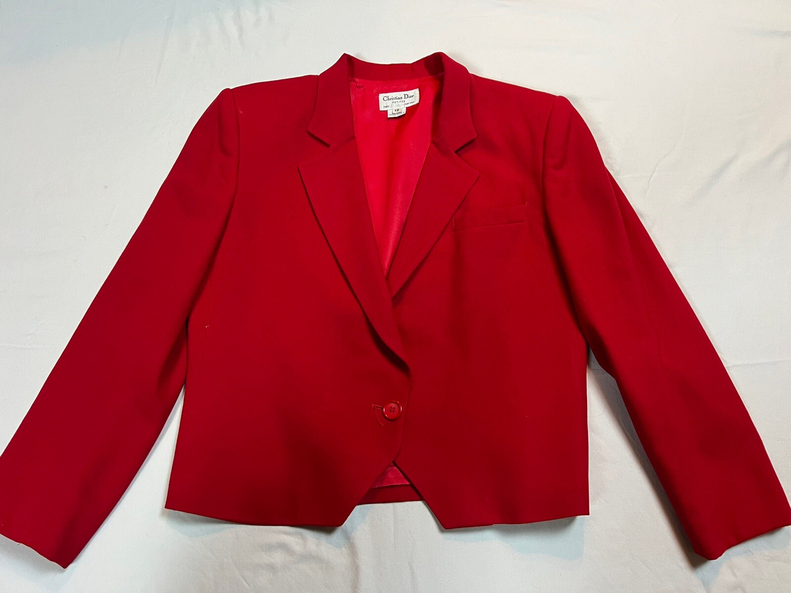 Vintage Christian Dior Petites Red Suit Jacket Wool R… - Gem