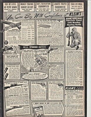 1953 KLEIN'S SPORTING GOODS CHICAGO IL Hunting Gun Firearm Rifle Print ...