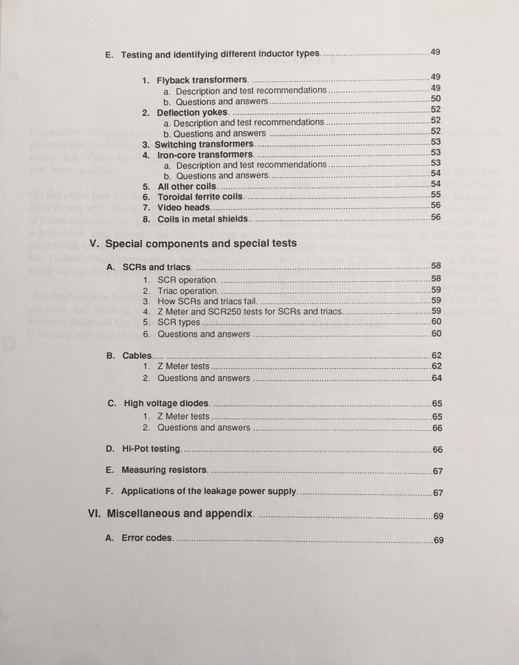 SENCORE LC103 102 101 77 76 75 53 Manual, Z-Meter Questions & Answers ...