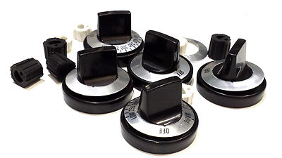 HIGH QUALITY GAS COOKTOP KNOB KIT + ADAPTOR INSERTS FOR ALL SHAFT SIZES ...