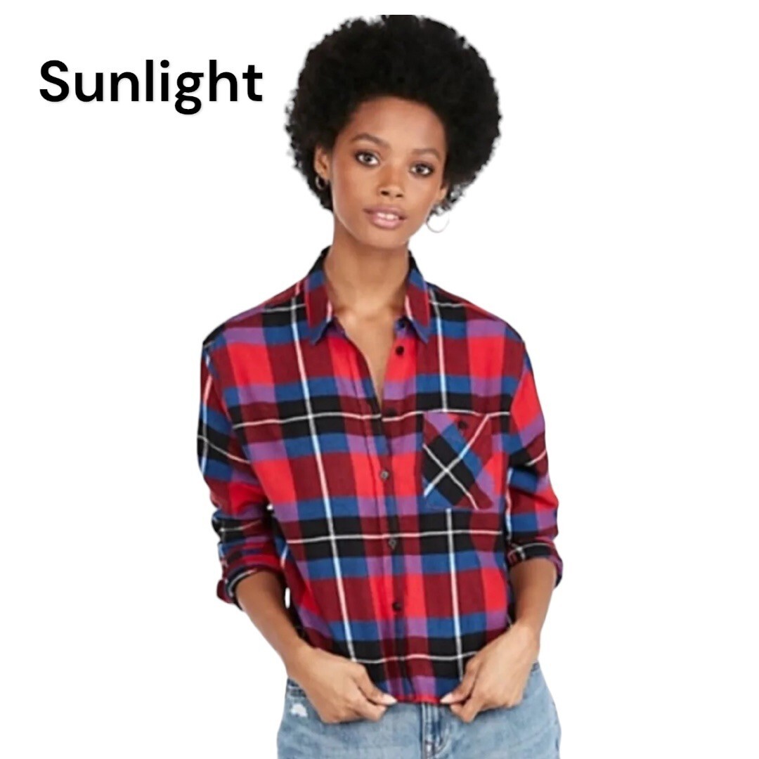 Red Plaid Dress Shirt Women Red Plaid Nadine Boyfriend Button Down