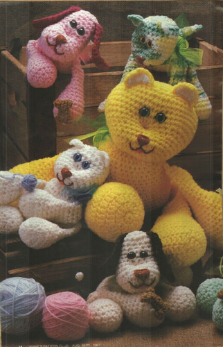 FLOPPY PETS DOG & CAT STUFF ANIMALS TOY DIGEST SIZE CROCHET PATTERN ...