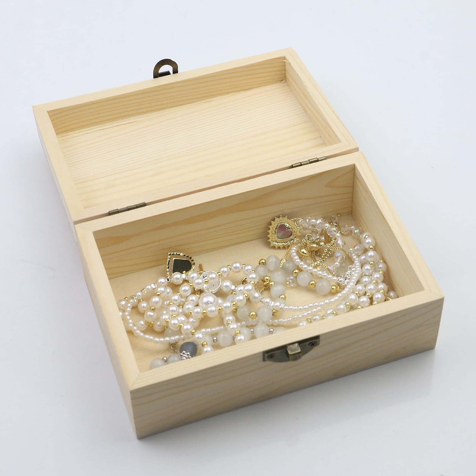 Cuboid 5.86"x3.9" Unfinished Wooden Box Natural Pine Wood DIY Craft ...