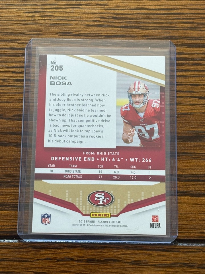 Nick Bosa 2019 Playoff Rookie Rc Card #205 49ers | eBay