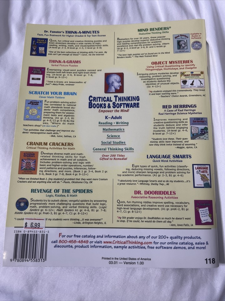 Dr. Funster's Ser.: Dr. Funster's Quick Thinks Math C1 : Fun Math Brain ...