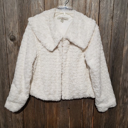 Fever L Women's Faux Fur Soft Cream Ivory Fuzzy Jacket Coat | eBay