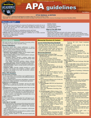 Apa Guidelines - 7Th Edition: A Quickstudy Laminated Reference Guide ...