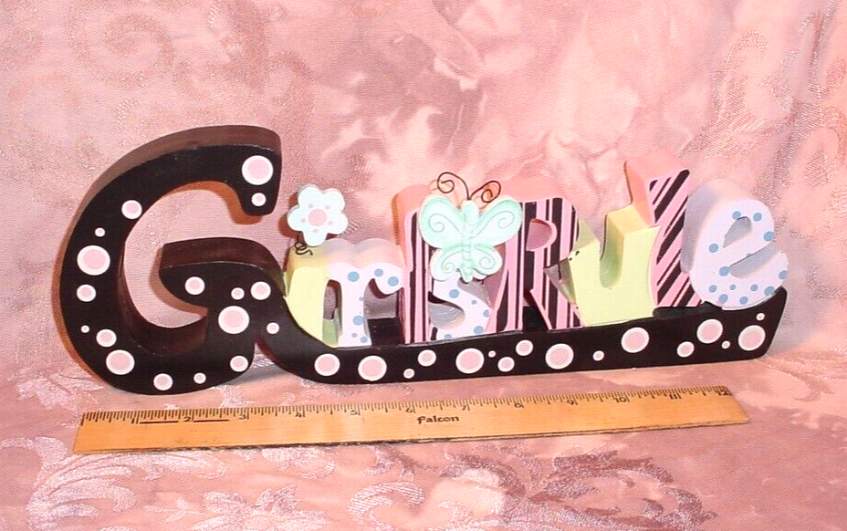 Girls Rule Sign Shelf Sitter Plaque Butterfly Flower Decor Girl Power ...