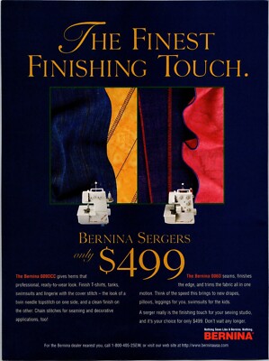 Bernina Sergers Nothing Sews Like Bernina Original Vintage Print Ad | eBay