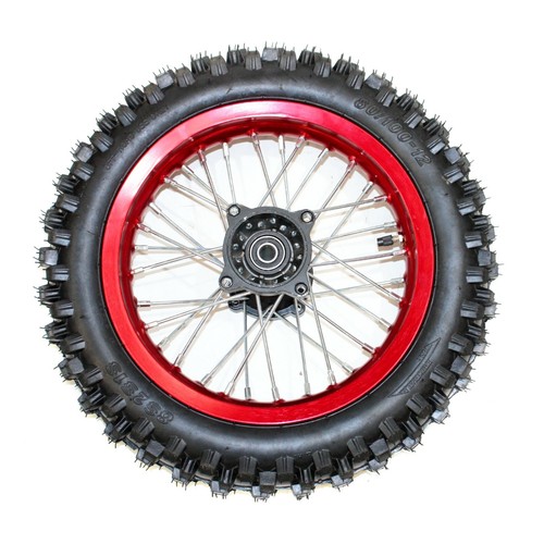 RED 12mm Axle 3.00 - 12 12" Inch Rear Back Wheel Rim Tyre Tire PIT PRO ...