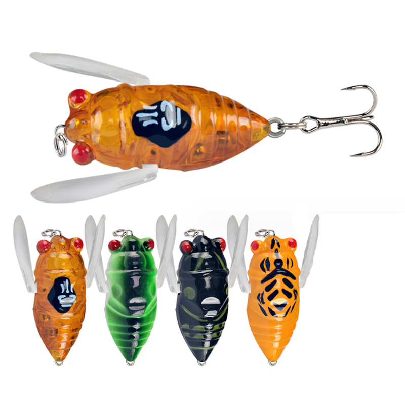4PCS 5cm 6g Insect Cicada Fishing Lure with Wings Crankbait Bass ...