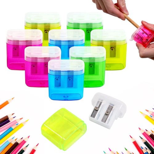 Manual Pencil Sharpener Bulk - 24 Pack Small Colored Handheld Dual Hole ...