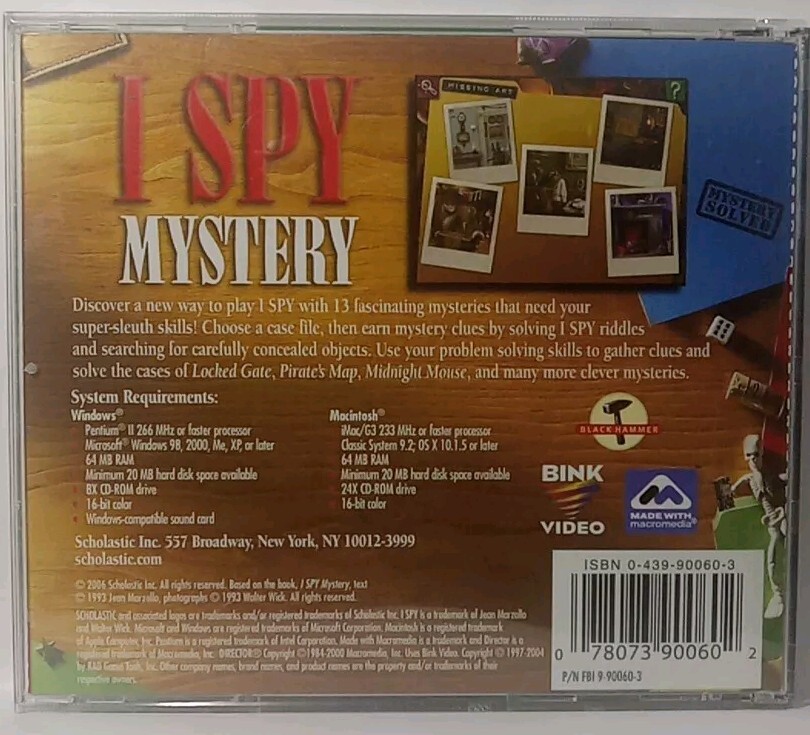 I Spy Mystery Brain Building Games for Kids! PC CD-ROM WIN/MAC 2006 ...
