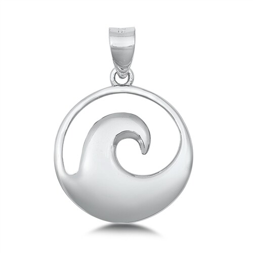 Sterling Silver 925 "WAVE" PENDANT 15MM WITH SNAKE CHAIN NECKLACE 18 ...