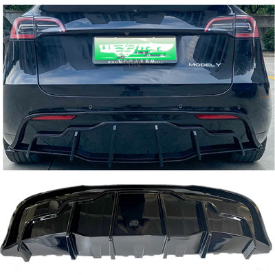 Fits 20-24 Tesla Model Y Rear Bumper Lip Diffuser Shark Fin Splitter ...
