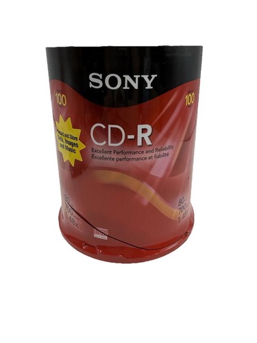 New Sealed 100-Pack Sony CD-R 80 Min 700 MB 1-48x Recordable Compact ...