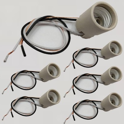 6Pack Medium Base Socket with Side Clip + Ground, Lamp Holder, E26 Bi ...