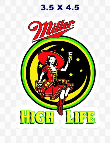 MILLER HIGH LIFE WOMAN MOON NEON BEER DECAL LAMINATED | eBay