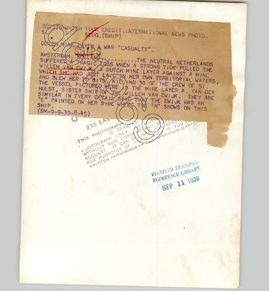DUTCH Mine Layer Vessel TRAGIC EXPLOSION The Netherlands 1945 Press ...