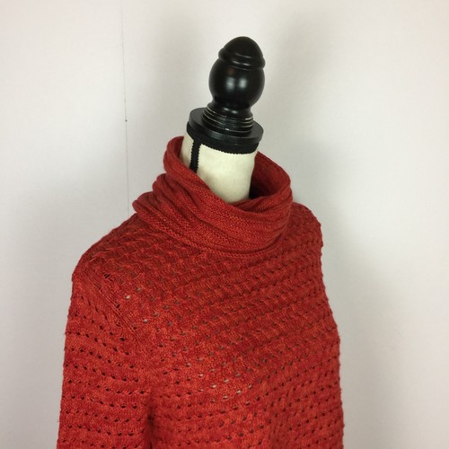 NOMADIC TRADERS Sweater Size S Womans Red Ramie Open Knit Turtleneck ...