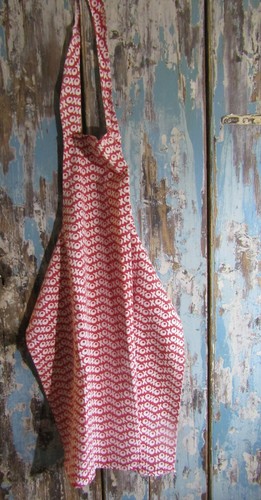 Vintage Red & White OXO Print Bib Apron Tie Waist 30''L x 26''W | eBay