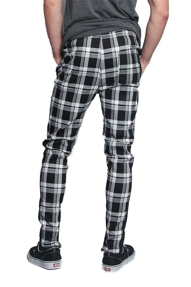Victorious Men's Plaid Checkered Ankle Zipper Drawstring Track Pants S ...