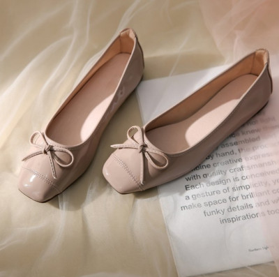 Women's Patent Leather Flats Square Toe Ballet Shoes Casual Slip On ...