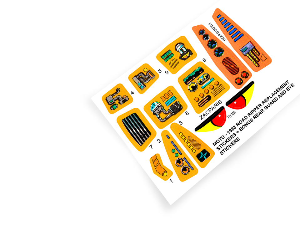 Custom Mattel 1983 MOTU Masters of the Universe Road Ripper stickers ...