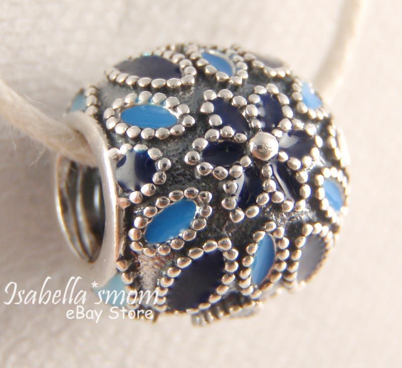 CATHEDRAL ROSE Authentic PANDORA Blue Enamel FLOWER Charm 791374ENMX ...