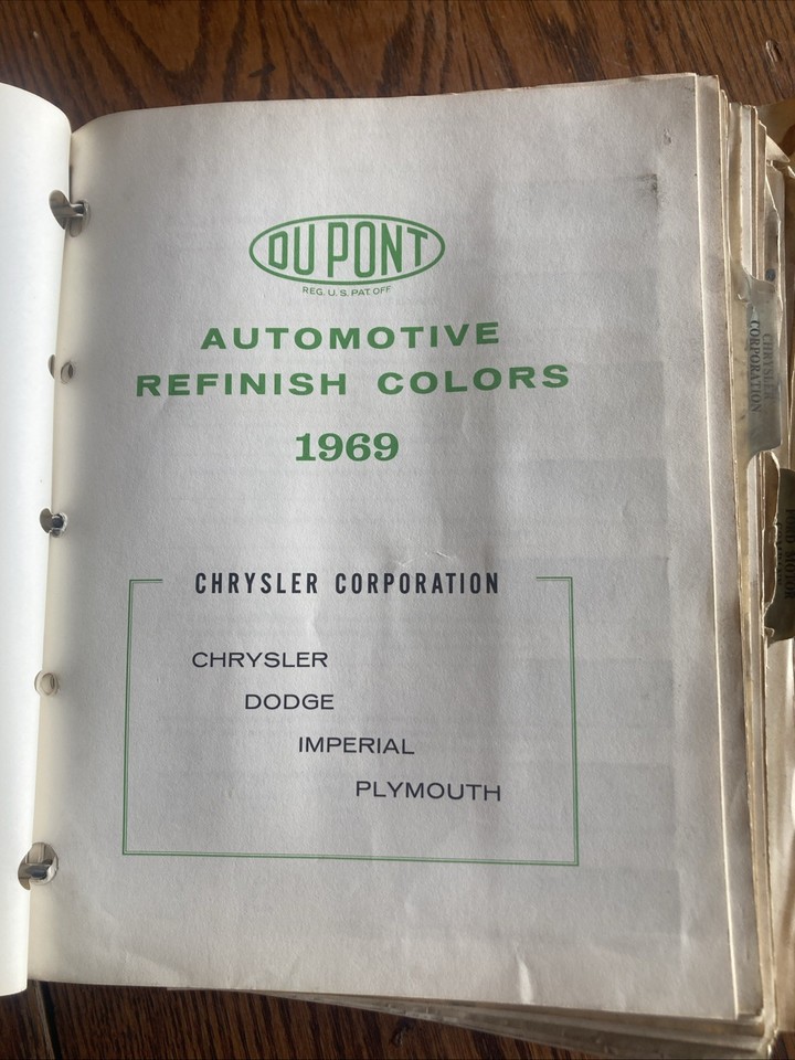 Vtg 1957-69 DuPont DUCO DULUX Motor Car Paint Service Bulletin Color ...