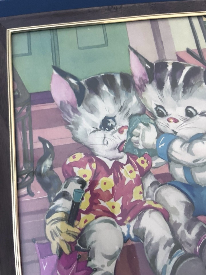 Vintage Wall Art Kittens Ruth E Newton Book page W/ Vintage 70’s ...