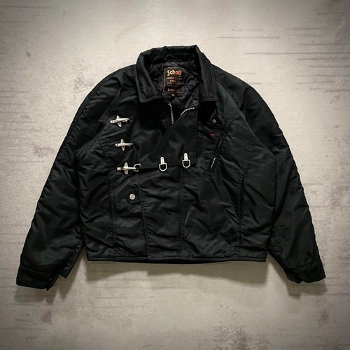 Schott NYC Black Nylon Fireman Jacket Toggle Clip Front Size M | eBay