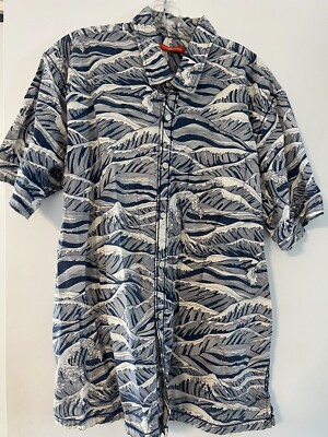 Newport Blue Large Aloha Shirt - Oahu Ocean View Design | eBay