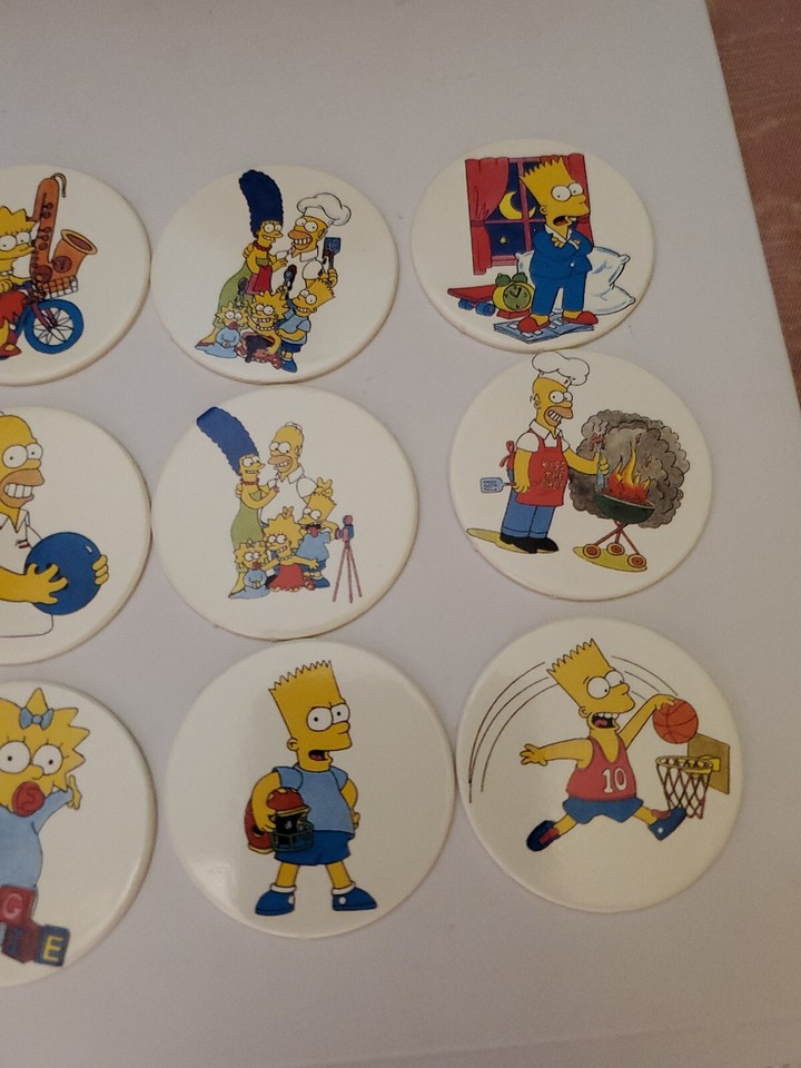 1994 The Simpsons Complete Set Of 12 Pogs Bart Homer Lisa Maggie Marge ...