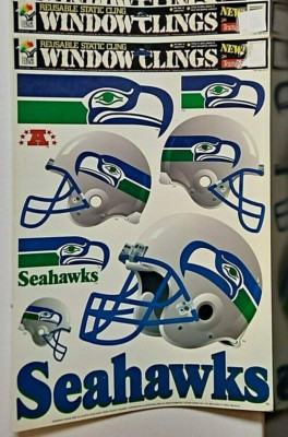 2 Sets Seattle Seahawks Football Window Decal Clings NEW Removable, NFL ...