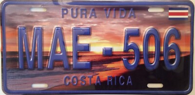 COSTA RICA PURA VIDA CENTRAL AMERICA LICENSE PLATE MAE ATARDECER CRLP45 ...