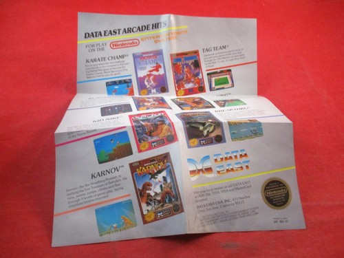 Data East Nintendo NES Foldable Promo Poster Insert ONLY *damaged* #E1 ...