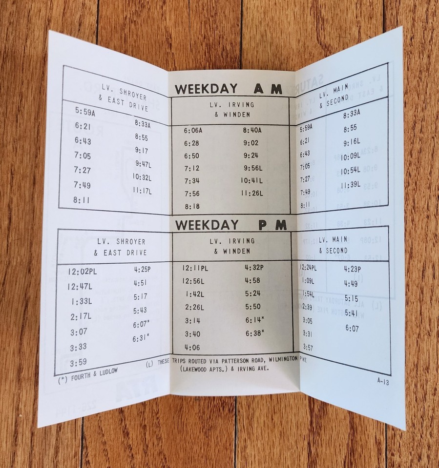 RTA MIAMI VALLEY REGIONAL TRANSIT AUTHORITY BUS TIME TABLE ROUTE A ...
